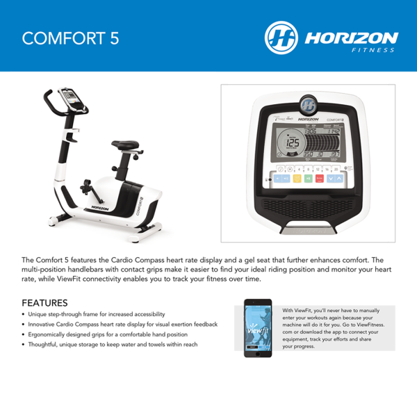 Horizon Upright Bike Comfort 5 - Johnson Fitness Indonesia